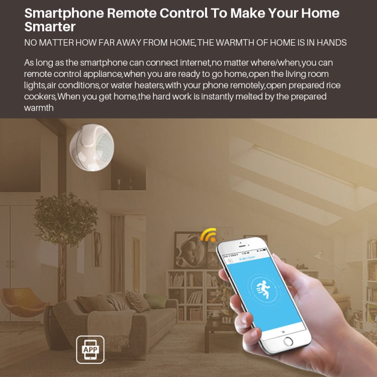 MS-20 Smart Home WiFi PIR Motion Sensor Mobile APP Security Infrared ...