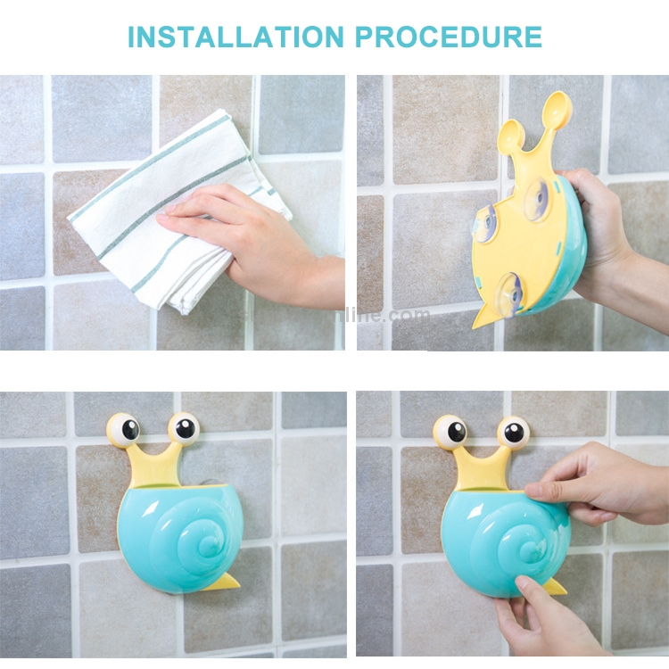 Creative Cute Snail Toothbrush Holder Powerful Bathroom Rack(Red)