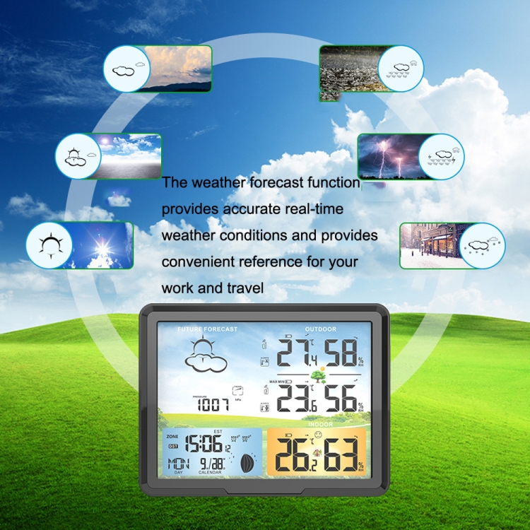 PT20A Color Screen Weather Forecast Radio Clock And Indoor Temperature ...