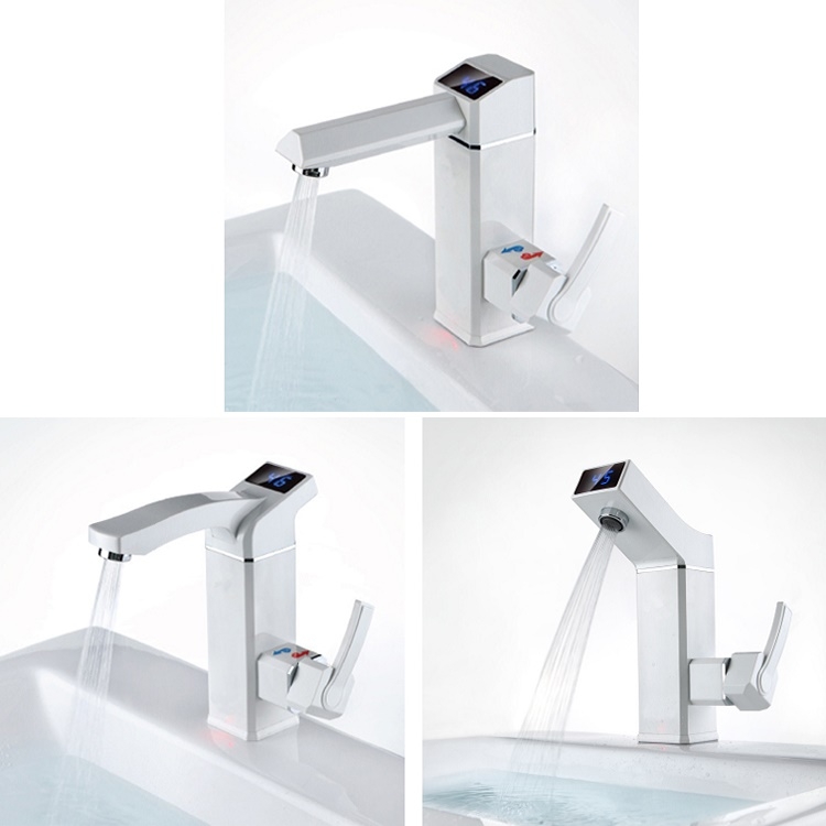 화이트 인스턴트 전기 온수 수도꼭지 Lcd 디스플레이 온도 빠른 난방 주방 용품 Eu 플러그 0011 오프 스테이지