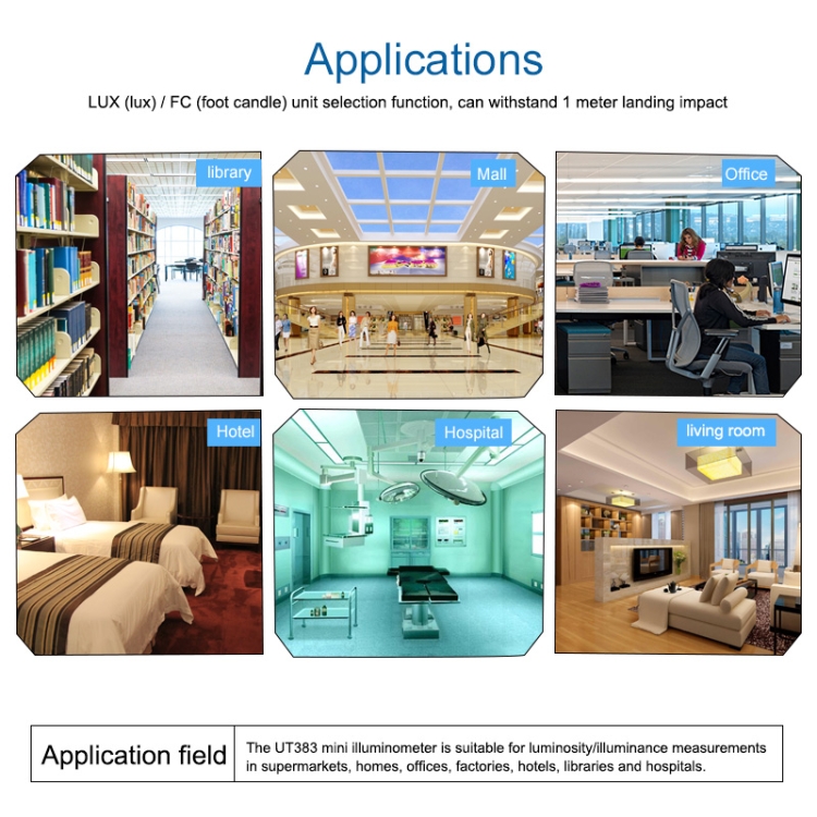 UNI-T UT383 200,000 LUX Digital Luxmeter Luminance Light Meter With LCD ...