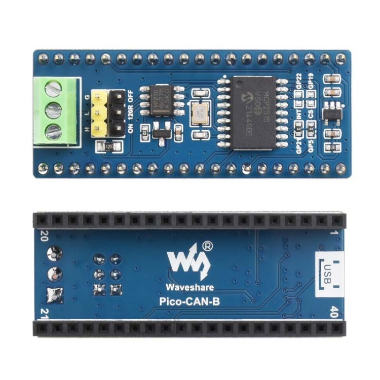 Waveshare สำหรับ Raspberry Pi Pico โมดูล CAN Bus (B), เปิดใช้งานการสื่อสารระยะไกลผ่าน SPI, 23775