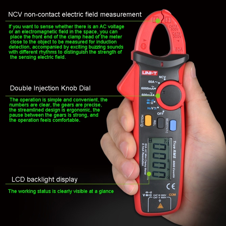 UNI-T UT211B 60A Digital Clamp Meter AC DC Voltage Detector