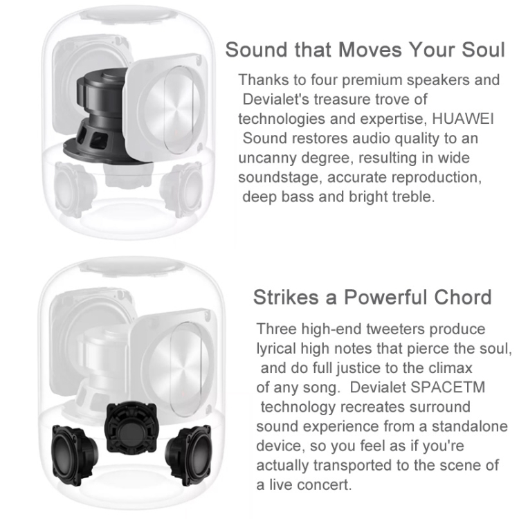 ลำโพงอัจฉริยะ HUAWEI Sound SE ดั้งเดิม 360 รอบทิศทาง Hi-Res ลำโพงไร้สาย ...
