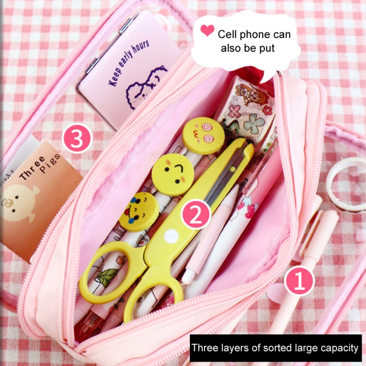 Transparent 3 Layer Pencil Bag Cute Cartoon Stationery Box,Color ...