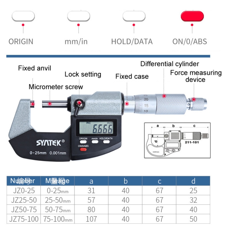 Digital Display Outer Diameter Micrometer 0.001mm High Precision ...