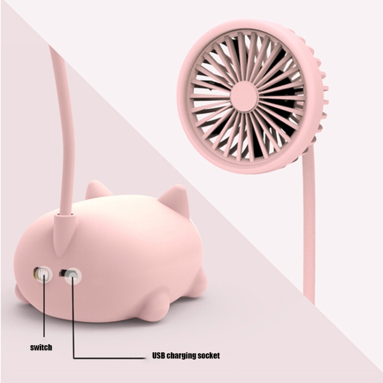 Student Desktop Learning Cute Cartoon Mini Fan, Style:Kitten(Pink)