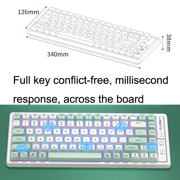 LANGTU GK85 85 Keys Gold Shaft Mechanical Wired Keyboard.ความยาวสาย ...