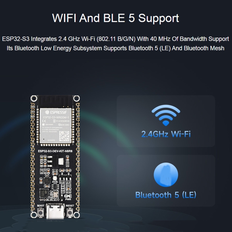 Waveshare Esp32 S3 Microcontroller 24ghz Wi Fi Development Board Esp32 S3 Wroom 1 N8r8 Module