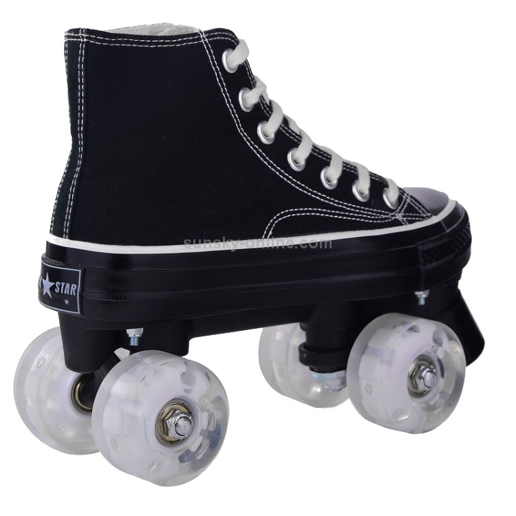 Flash Roller Skates Four-Wheel Double-Row Canvas Roller Skates, Size:42 ...