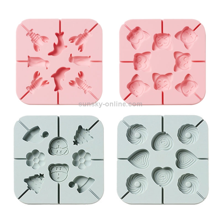 6 Pcs Diy 수제 초콜릿 롤리팝 금형 수제 만화 실리콘 아이스크림 금형 색상 무작위 배달 스타일 간단한 무지개 사탕
