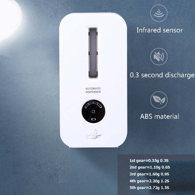 1000ml 자동 유도 알코올 소독 비누 디스펜서 5 레벨 조정 가능한 벽걸이 형 비누 디스펜서 사양 스프레이 헤드