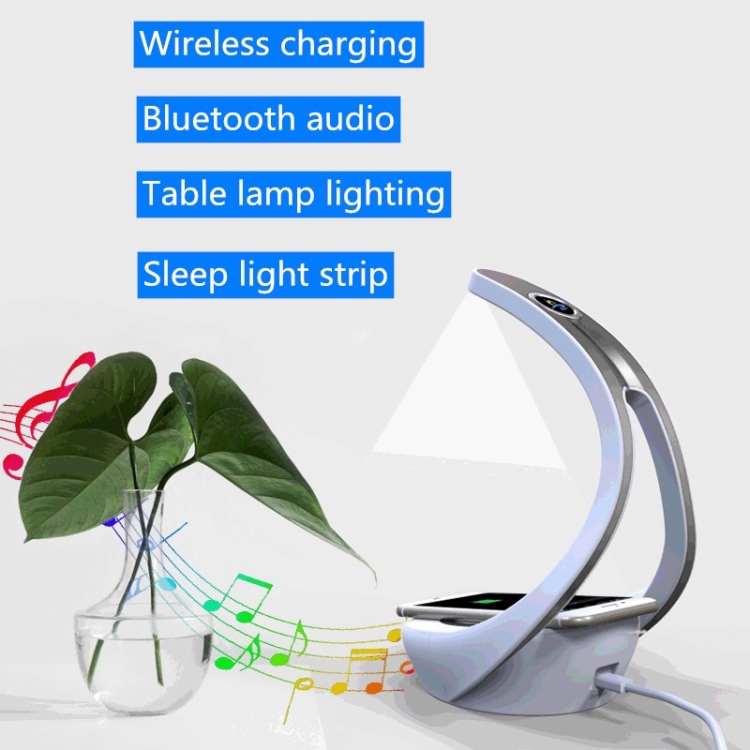 Three-in-one Wireless Charger + Bluetooth Audio Player + LED Desk Lamp ...