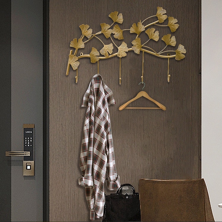 Home Ginkgo Leaf Hooks Creative Wall Hooks Living Room Bedroom Porch ...