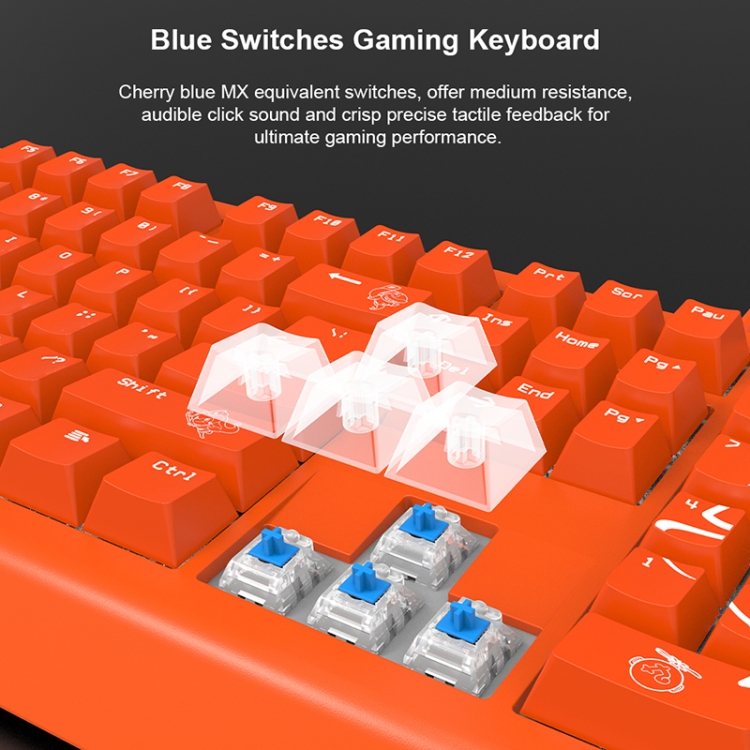 Ajazz DKM170 104 Keys Gaming Keyboard แบบมีสายพร้อมแสงพื้นหลังสีขาว ...