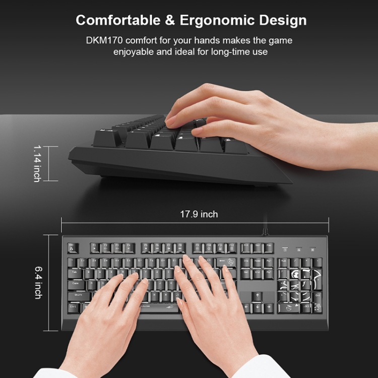 Ajazz DKM170 104 Keys Gaming Keyboard แบบมีสายพร้อมแสงพื้นหลังสีขาว ...