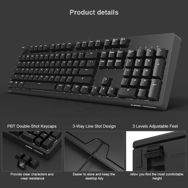 Ajazz AK535 104-Key Cherry Mechanical Keyboard แบบมีสาย Office Backlit Gaming Keyboard, ความยาว ...