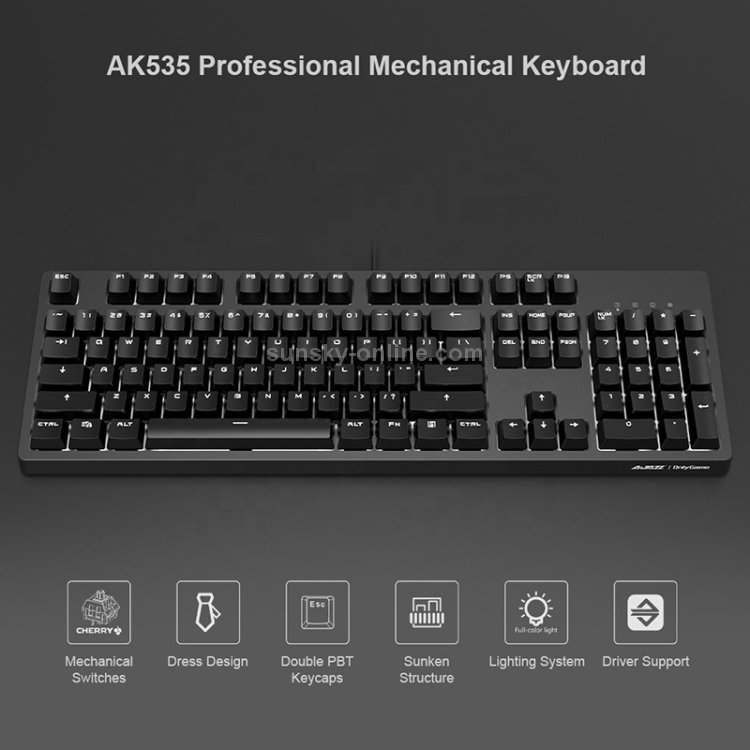 Ajazz AK535 104-Key Cherry Mechanical Keyboard แบบมีสาย Office Backlit Gaming Keyboard, ความยาว ...