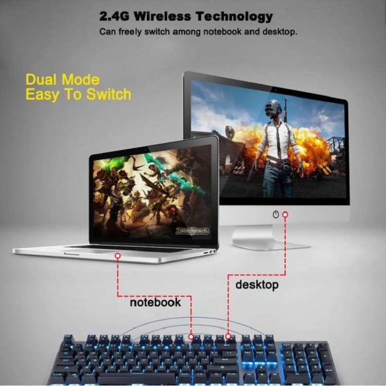 MOTOSPEED GK89 104 Keys 2.4G Wireless Dual-mode Office Gaming ...