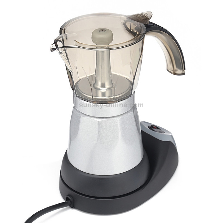 3 ถึง 6 ถ้วยอลูมิเนียมไฟฟ้าหม้อกาแฟ Moka Percolator EU Plug