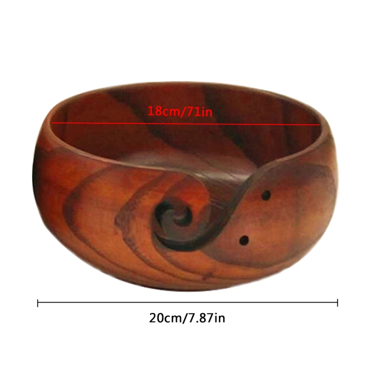 Handmade Logs Wooden Bowl Round Wool Textile Organizer Box ขนาด 17-20 ซม