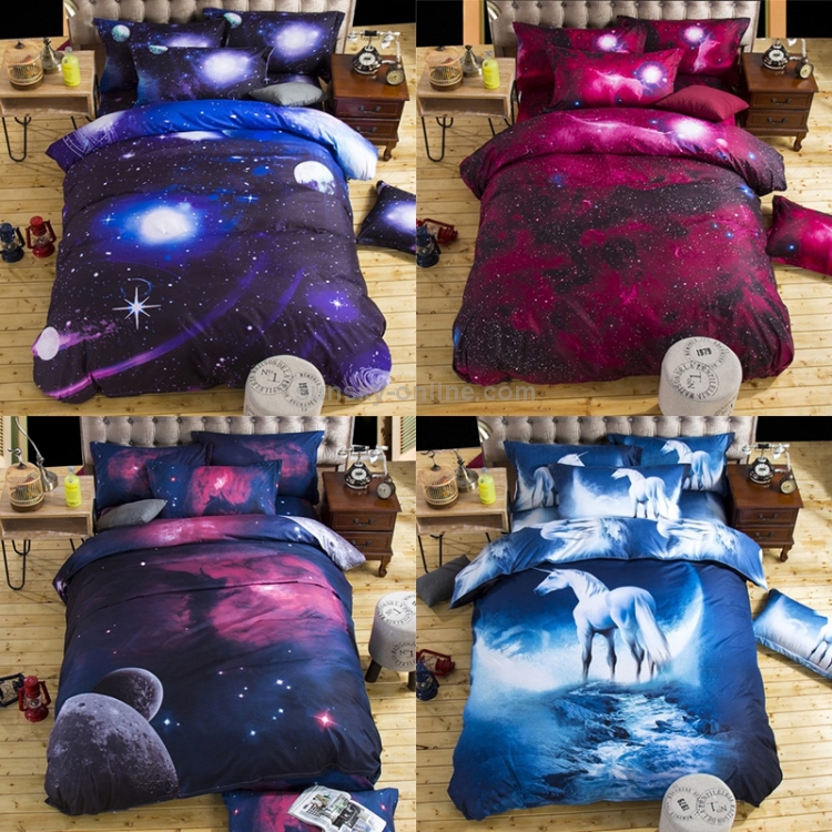 ชุดเครื่องนอน Universe Outer Space ธีมผ้าปูเตียง 3D Galaxy Duvet Cover, ขนาด: 200x230 (4 ชิ้น ...