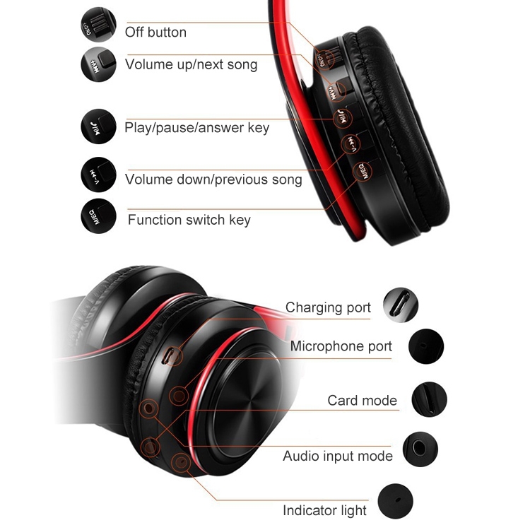 LPT660 Foldable Stereo Bluetooth Headset MP3 Player, Support 32GB TF ...