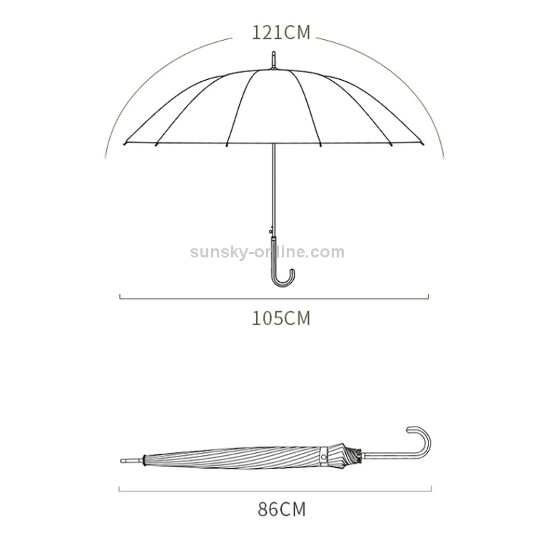 All-weather Umbrella With 16 Bones Enlarged By A Long Handle Straight ...