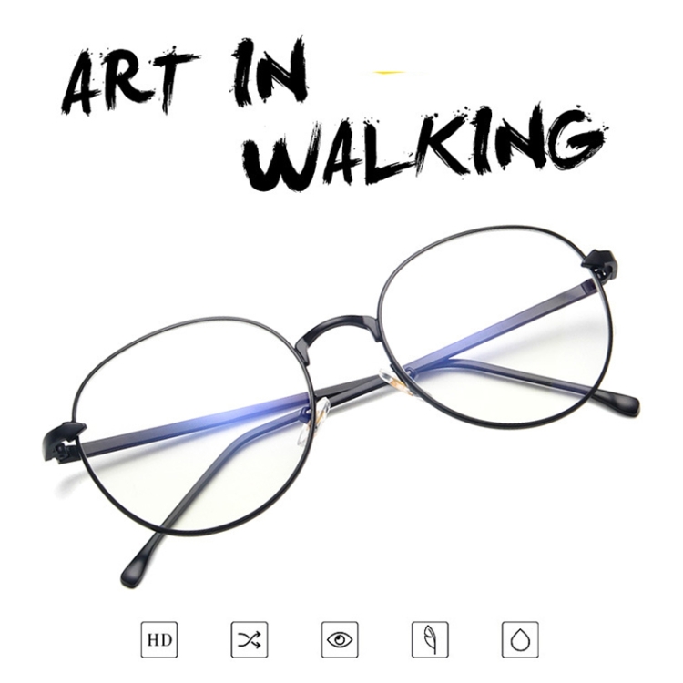 Retro Simple Round Frame Plain Glass Spectacles(Silver White)