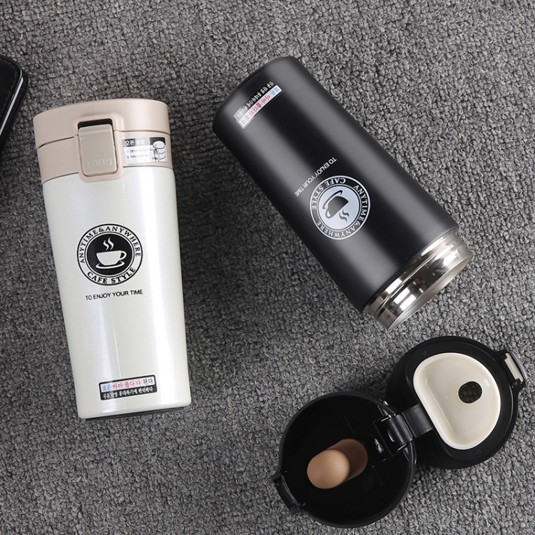 이중 벽 스테인레스 스틸 진공 플라스크 380ml 자동차 열 컵 커피 차 여행 머그잔 Thermol 병 용량 380ml 흰색