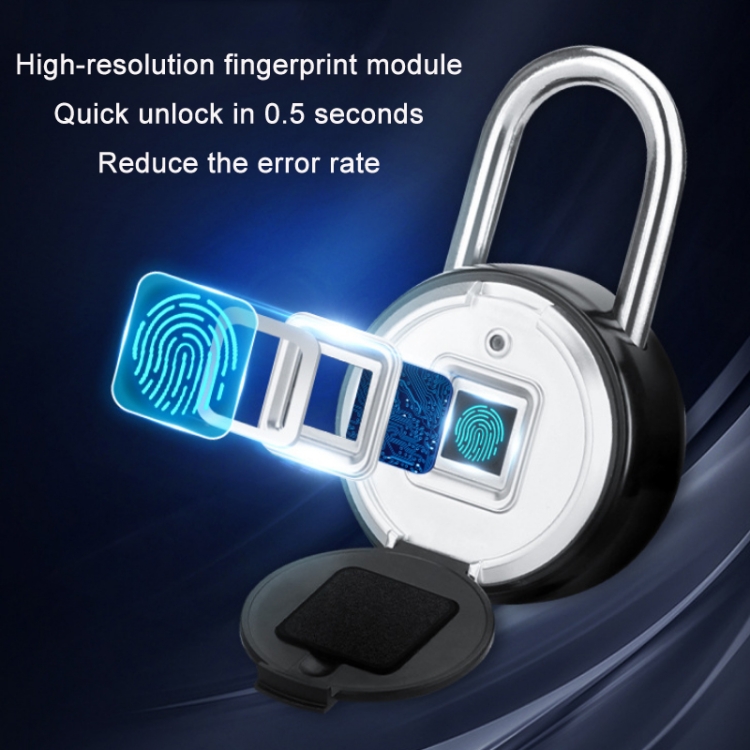 Cabinet Smart USB Padlock ล็อคลายนิ้วมือกันน้ำ (สีดำ)
