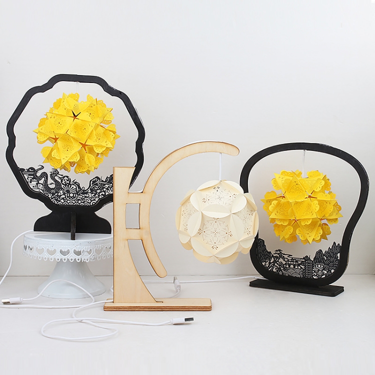 종이 예술 빛과 그림자 종이 조각 램프 Diy 수제 창조적 인 작은 테이블 램프 스타일 아크 모양