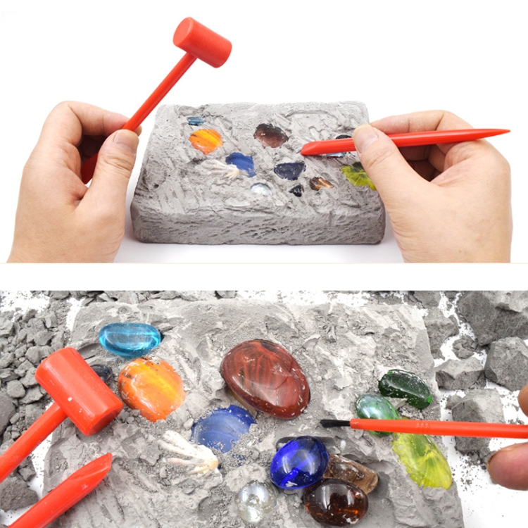 3 PCS Colorful Gemstone Archaeological Treasure Excavation Toy Creative ...