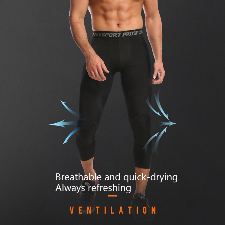 High Elastic Lycra Honeycomb Crash Pants Men Basketball Fitness Seven ...