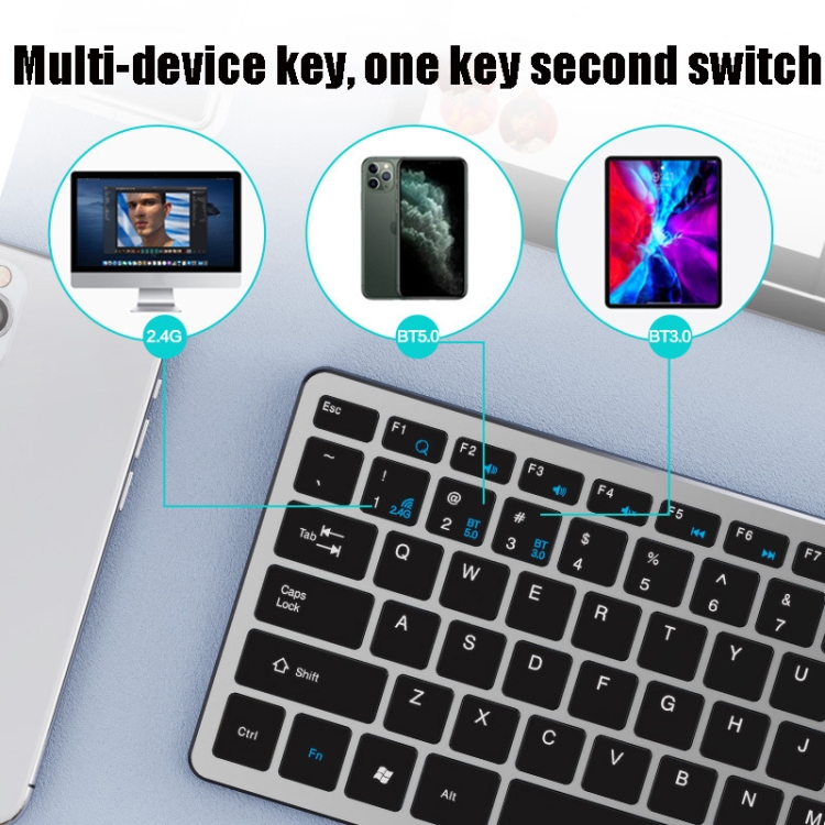 Inphic V780B 78 Keys Silent Wireless Bluetooth Keyboard, Colour: Black ...