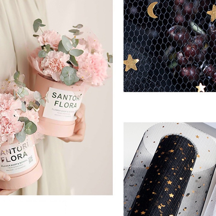 2 PCS Flowers Lined With Packing Gauze Stars And Moon Sequined Yarn ...