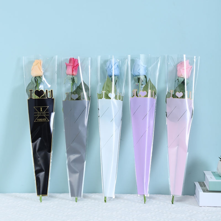 5 Bags Flower Packaging Bag Translucent Valentine Day Single Rose OPP ...