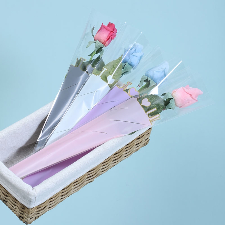 5 Bags Flower Packaging Bag Translucent Valentine Day Single Rose OPP ...