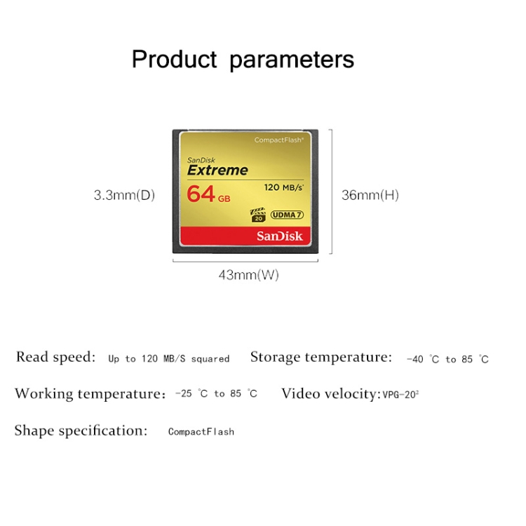 SanDisk CFXPS-1067X 고속 CF 카드 카메라 SLR 카메라 메모리 카드 CF-120M / S, 용량 : 128GB