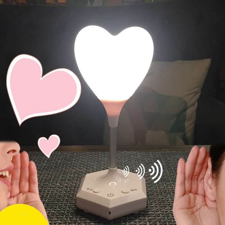Led 하트 모양의 Usb 충전식 야간 조명 3 단 리모콘 디밍 실리콘 조명 스타일 8006 화이트 녹음 버전