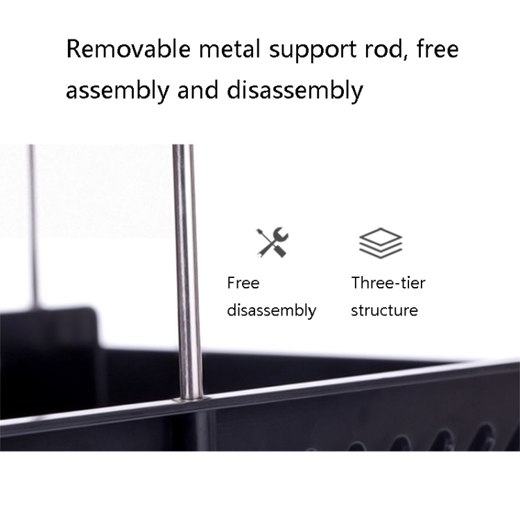 Deli 9209 사무용 스토리지 소모품 3 계층 파일 상자 (검정색)