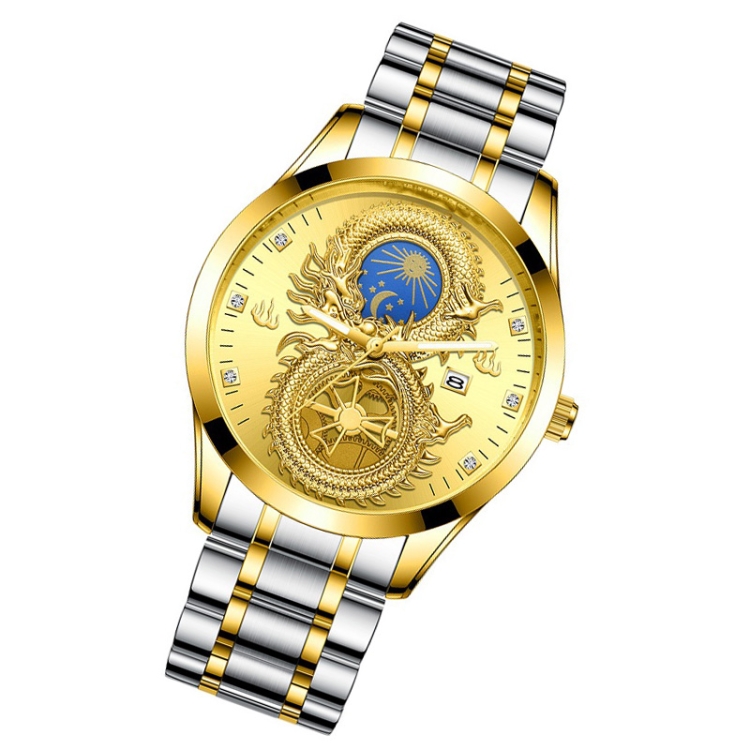 SUNSKY - ⁧Fngeen S999 Men Watch Calendar Dragon و Phoenix Pattern Cain ...