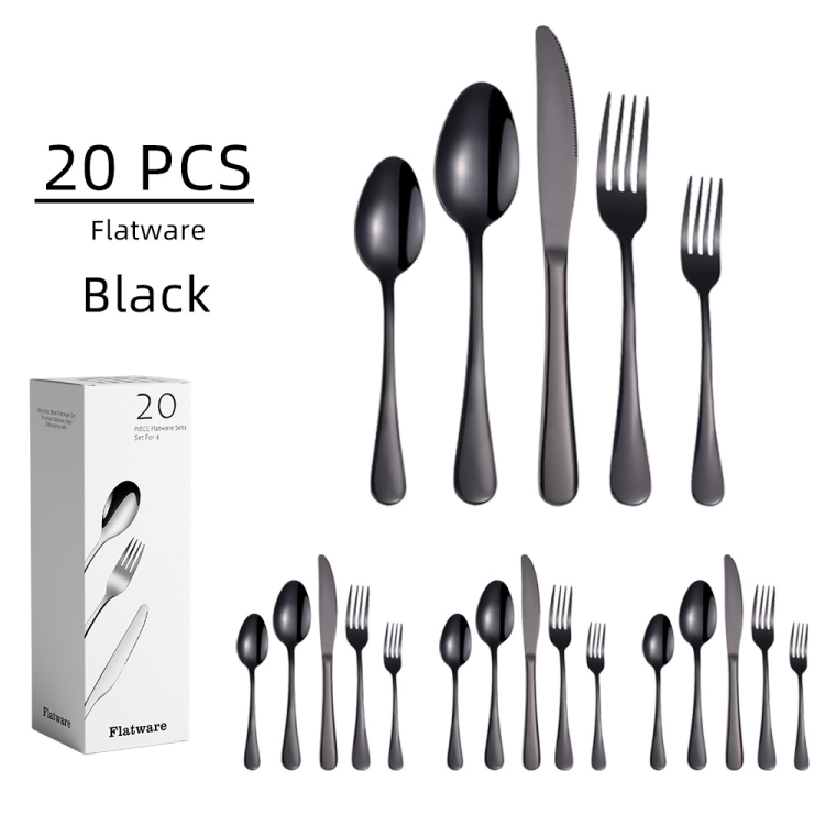 20 in 1 Stainless Steel Cutlery Steak Cutlery Set, Specification: Black