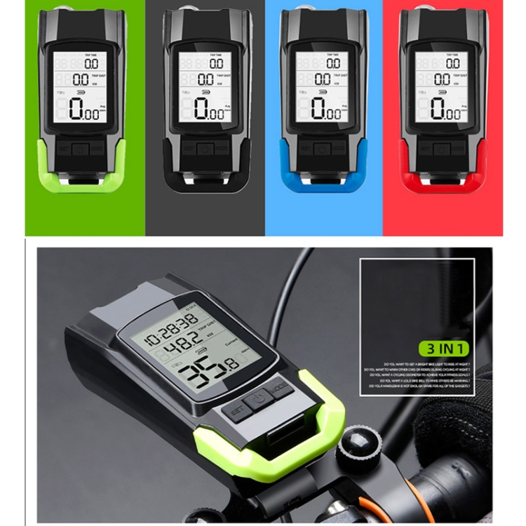 3 In 1 Wireless Bicycle Code Meter โคมไฟหน้าไฟหน้าแข็งแรง, สี: น้ำเงิน