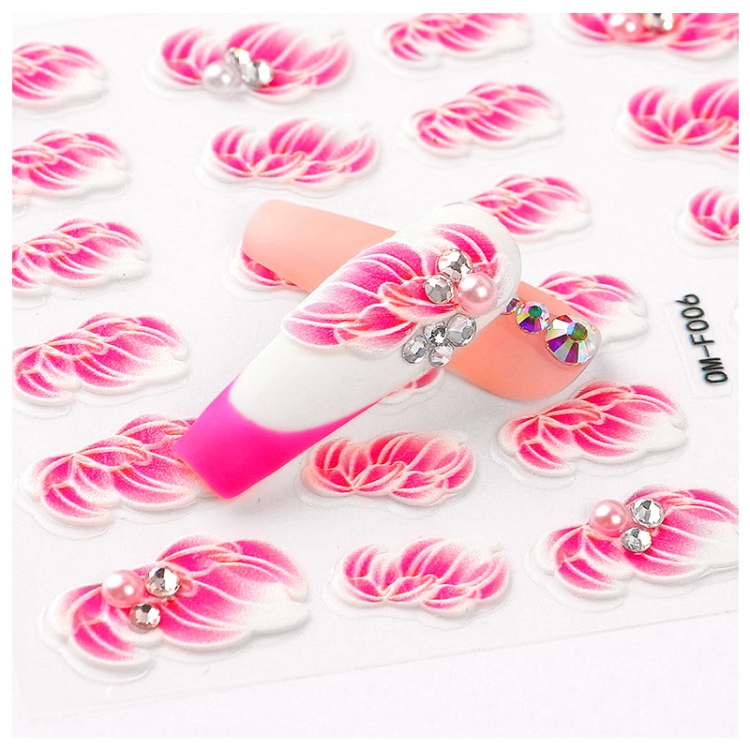 4 세트 3 차원 양각 꽃 시리즈 네일 스티커 5d 접착 네일 스티커 Om F001