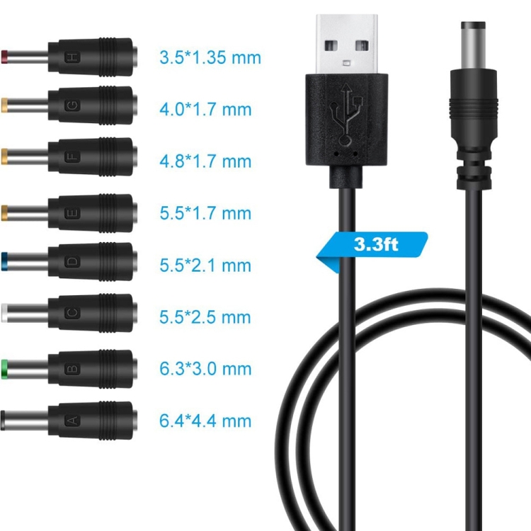 8 em 1 DC Cabo de alimentação USB multi-função Interchange Plug USB ...