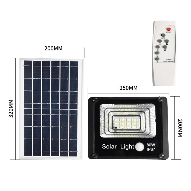 TY021 79 LED 80W Outdoor Solar Flood Light Remote Control Sensor ...