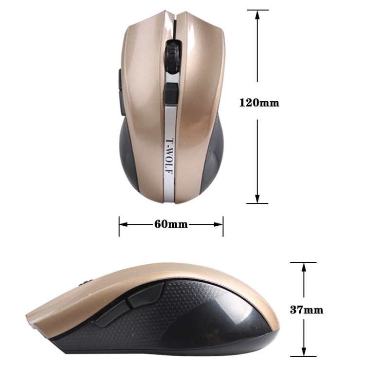 T-WOLF Q5 2.4GHz 5-Buttons 2000 DPI Wireless Mouse Silent And Non-Light ...