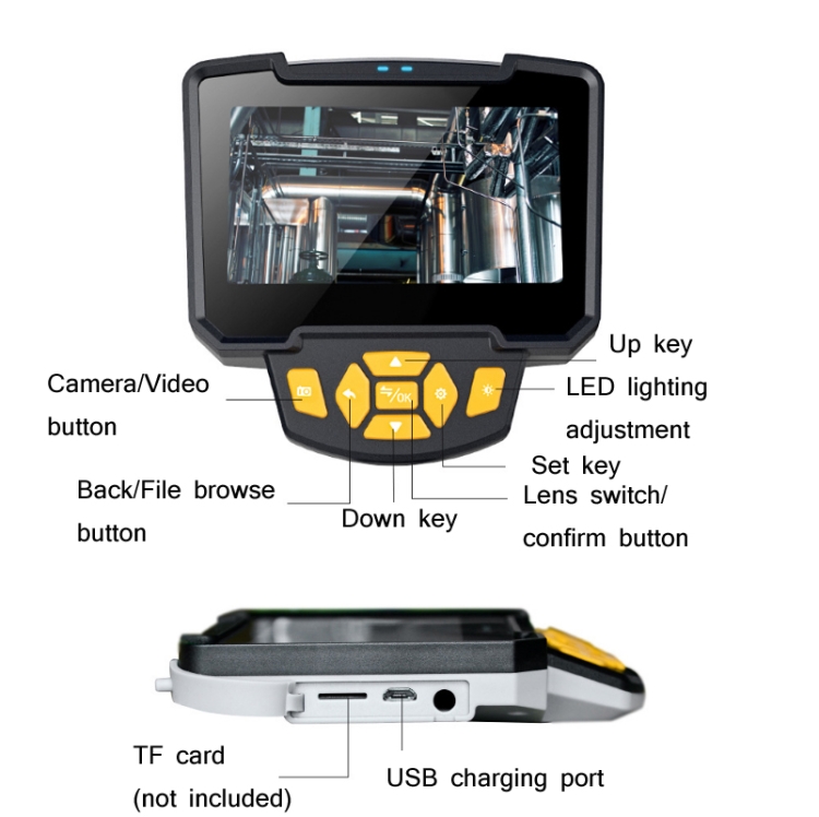 Industrial Dual-Lens Endoscope HD Handheld Screen Pipe Car Inspection ...