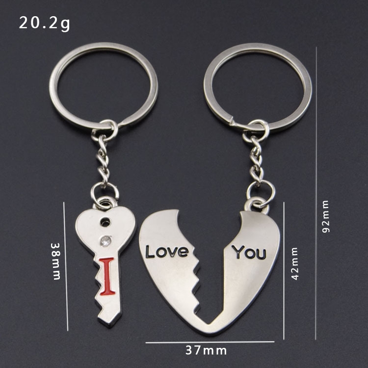 10 Pairs Metal Heart Key Lock Couple Keychain, Specification: H-130